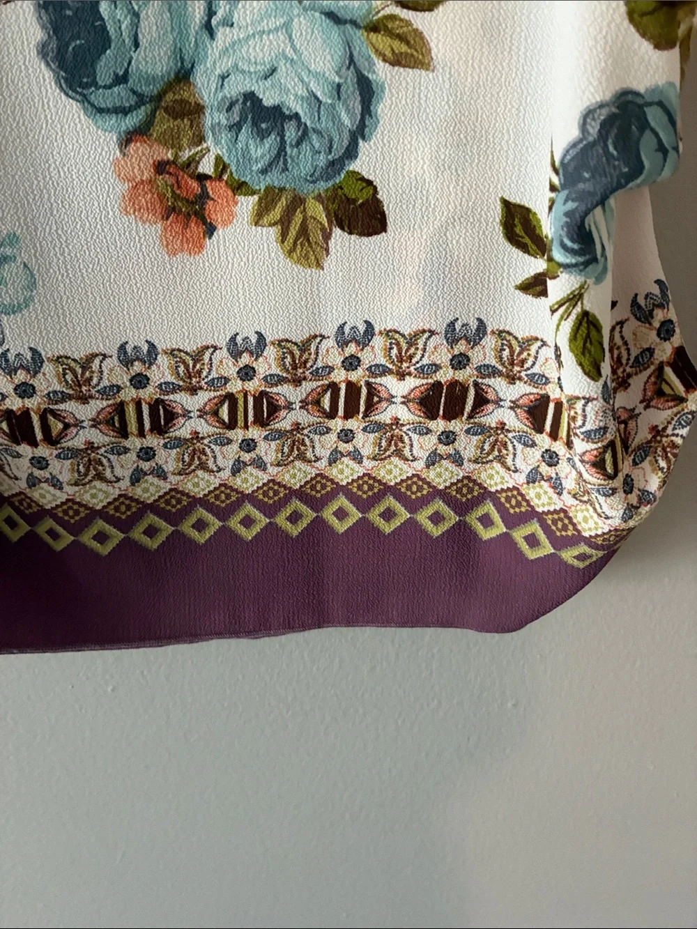 Papaya | Tops | Papaya Blouse Top Floral Purple Blue Coral Sz L | Poshmark